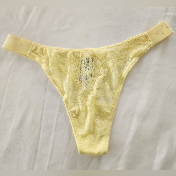 PINK Victoria's Secret | Intimates & Sleepwear | Lace Yellow Thong ...